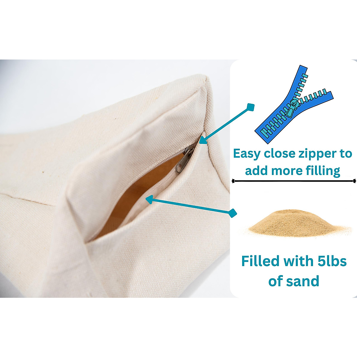 12" Tall Large Door Stoppers for Bottom of Door, Anti Slip Canvas Heavy Duty Door Stop, Cute Decorative Doorstop (White)