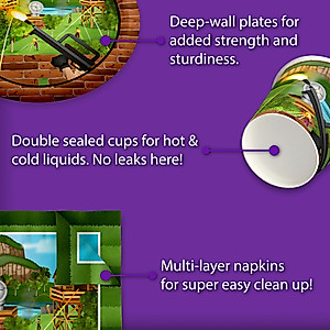 Fort nite Party Supplies - Battle Gamer Birthday - Fortnight Video Game Party Decorations | Disposable Tableware Set Includes Plates Napkins Cups | Kit for 16