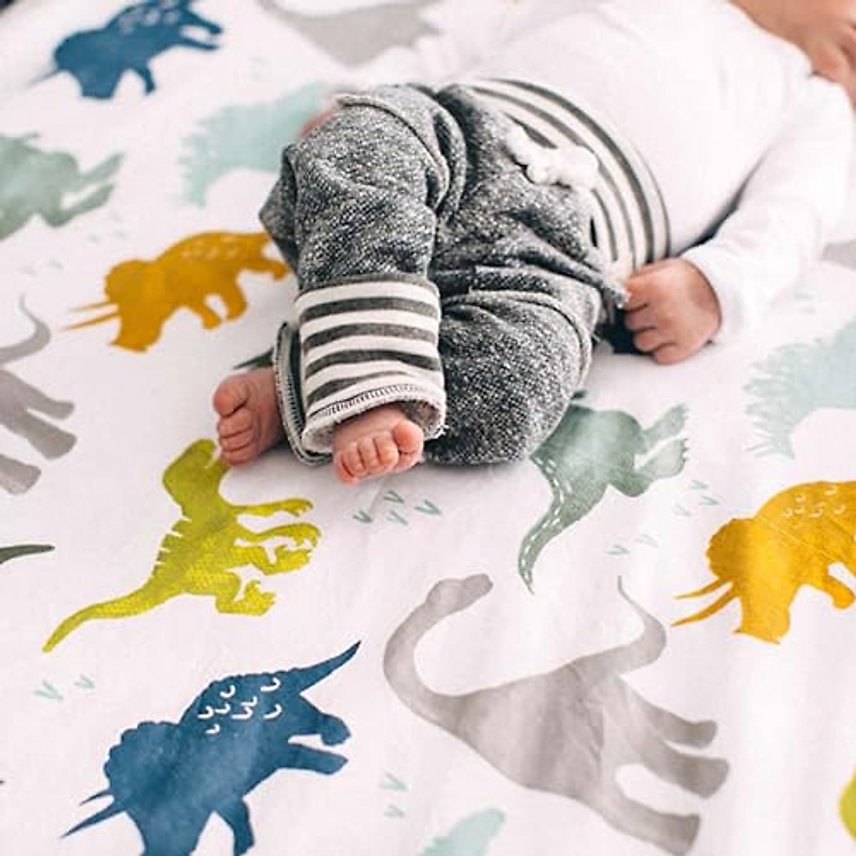 Little Unicorn Dino Friends Fitted Crib Sheet | 100% Cotton Muslin | Super Soft | Sized for Standard Baby Crib & Toddler Mattress | Machine Washable | 52” x 28” x 9”
