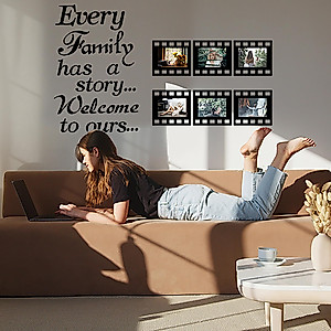 Every Family Has a Story,Family Wall Art Stickers Contains 6 Pcs 4x6in Picture Frame Wall Decor Stickers for Living Room Family Inspirational Wall Stickers Quotes