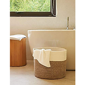 Goodpick Large Cotton Rope Basket (Set of 2)-Blankets Towels Clothes Laundry Hamper