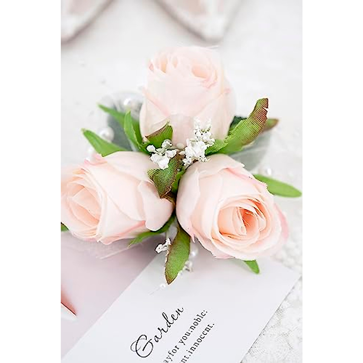 Floinla Pink Corsage and Boutonniere Set for Wedding Prom, Artificial Flower Wrist Corsage Bracelets, Homecoming Corsage Wristlet, Boutonniere for Men Wedding Suit Decorations