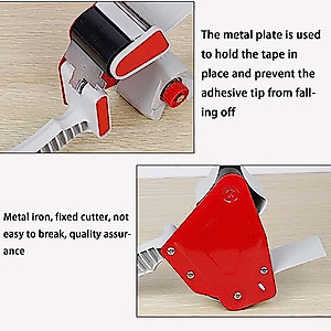 ROSEUP Packing Tape Dispenser Gun with 2 Rolls Clear Tape, 2 Inch Tape Gun Dispenser with 2 Inch Carton Packing Tape, Lightweight Industrial Side Loading Tape Dispenser, Red
