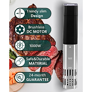 KURSINNA Sous Vide Machine, 1000W Sous Vide Cooker, 15dB Ultra-Quiet Immersion Circulator With Accurate Temperature Digital Timer, IPX7 Waterproof Precision Cooker