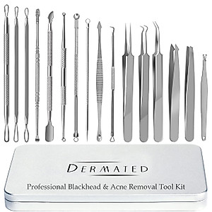 [16 Pcs] Blackhead Remover Tools 2024 Latest Pimple Popper Tool Kit | Stainless Steel Professional Pimple Extractor Tool Kit for Blackheads, Blemish, Comdone, Acne, Zit, and Whiteheads for Face & Nose