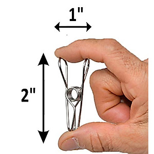 Home-X Clothes Pins 40 Pack, Metal Pins, Multi-Purpose Stainless Steel Wire, Cord Clothes Pins Utility Clips, Hooks for Home/Office-2 inch