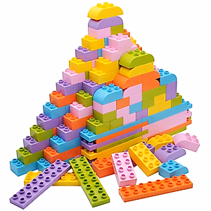JOYIN 180 Pcs Kids Building Blocks, Toddler Building Bricks Set, 6 Colors 5 Shapes STEM Classic Basic Big Large Education Toy for Girls Boys 3-8 Years Christmas Birthday Gift
