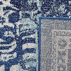 SAFAVIEH Evoke Collection 8&#039; x 10&#039; Navy/Ivory EVK256A Oriental Distressed Non-Shedding Living Room Bedroom Dining Home Office Area Rug