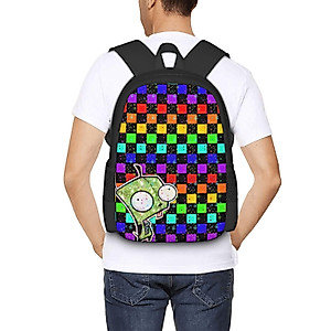 CONPELSON Backpacks Invader Anime Zim Adjustable Laptop Backpack Double Shoulder Bag for Women Men Climbing Shopping Work