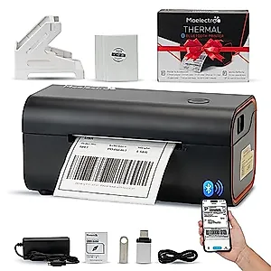 Moelectro Bluetooth Thermal Shipping Label Printer, 2023 New Upgraded 4x6 Wireless Printer, Compatible with Android & iPhone and Windows, Mac OS, Widely Used for Ebay, Shopify, Etsy, USPS