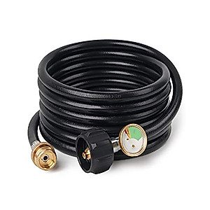 SHINESTAR 12 Feet Propane Hose Adapter with Gauge, Fit for Mr. Heater Buddy Heater, Blackstone Tabletop Griddle, Portable Propane Camping Stove and More, Connects to 5-40 lb Propane Tank
