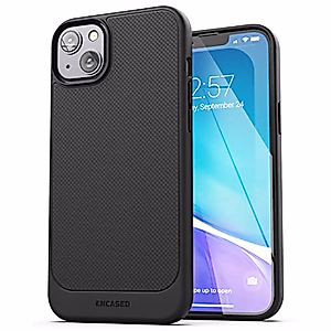 Encased Thin Armor Designed for iPhone 14 Belt Clip Case, Slim Fit Phone Case with Holster (Matte Black)