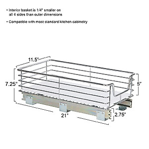 Household Essentials Design Trend 11.5" Extended Depth 1-Tier Single Basket Sliding Shelf Under Cabinet Organizer, White