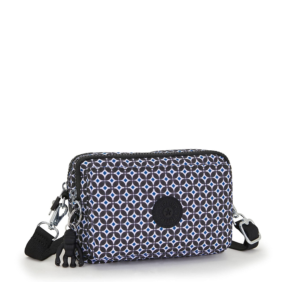 Kipling Womens Abanu Multi Bag, Lightweight, Adjustable Nylon Waist Pack With Multi-compartment Zip Pockets Crossbody Bag, Blackish Tile, 7.5 L X 5 H X 3.25 D US