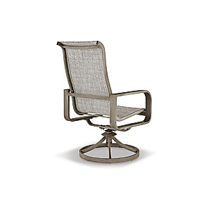 Signature Design by Ashley Beach Front Contemporary Outdoor Sling Swivel Chair, 2 Count, Gray