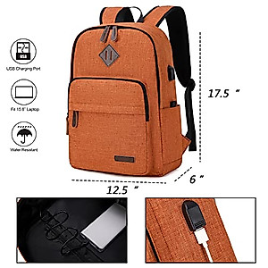 KYALOU Laptop Backpack, Lightweight Bookbag Casual Daypack for Men and Women, College with USB Charging Port - Light Brown