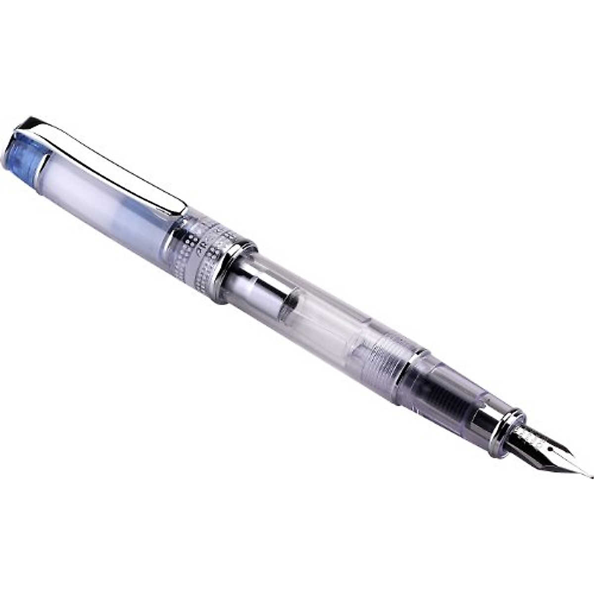 PILOT Prera Fountain Pen, Clear Barrel with Light Blue/Silver Accents, Medium Nib (60822)