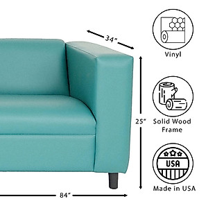 Coast to Coast Sofas Canal Faux Leather Sofa, Modern 3-Seater Sofas Couches for Living Room, Bedroom, Office, and Apartment with Solid Wood Frame