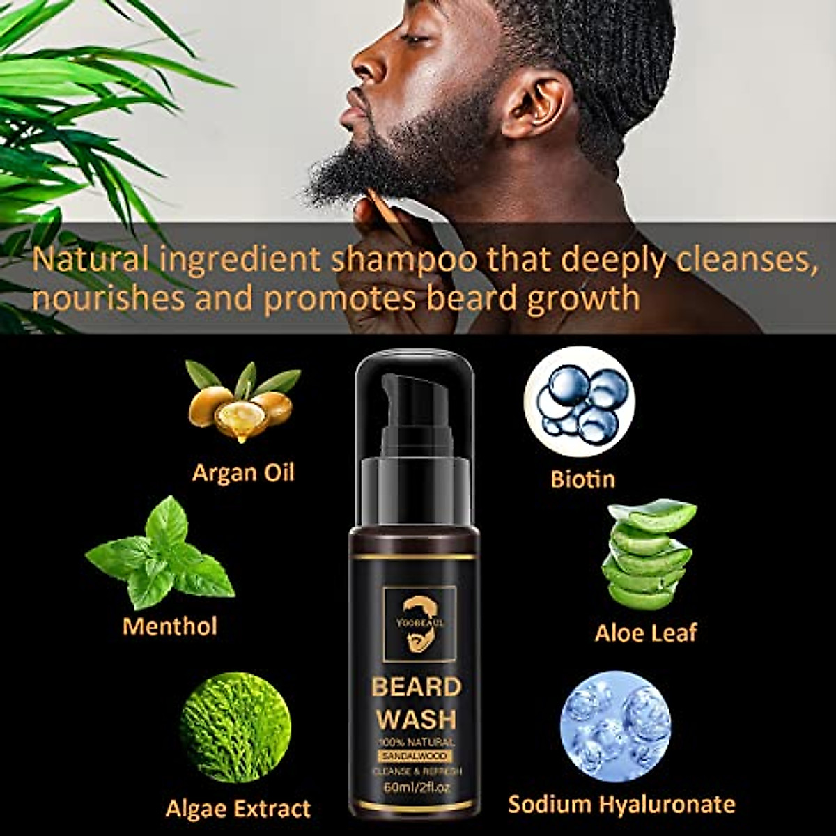 YOOBEAUL Beard Growth Kit, Derma Roller for Beard Growth, Biotin Beard Growth Oil for Patchy Beard, Beard Wash, Wooden Beard Comb, Beard Kit, Stocking Stuffers Birthday Gifts for Fathers Dad Men Him