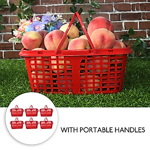Cabilock 20pcs Small Fruit Basket Strawberry Cherry Basket Plastic Handle Basket Container Red Mini Shopping Basket Kids Adult Fruit Picking Basket 23. 5x17x11cm Random Patterns