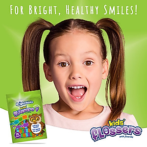 Kids’ Grape-Flavored Dental Flossers, Colorful Animals add Fun to Support Healthy Habits, Easy-Grip Handle and Fluoride-Coated Floss, Pack of 3 x 75 Pieces
