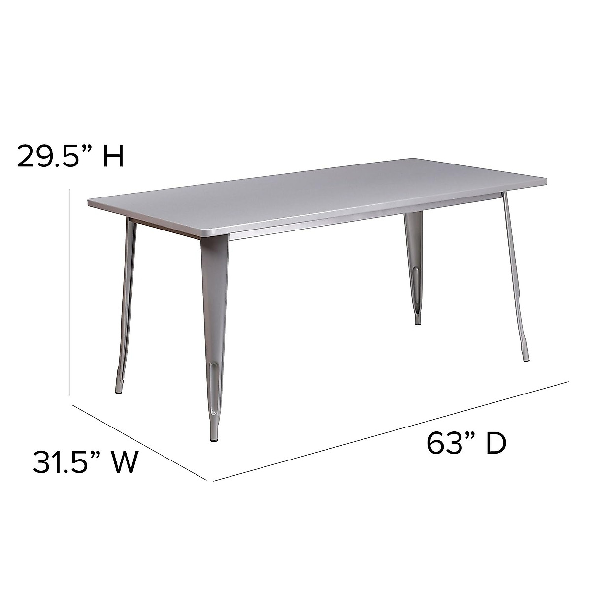 Flash Furniture Charis Commercial Grade 31.5" x 63" Rectangular Silver Metal Indoor-Outdoor Table