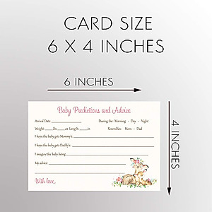 Deer Baby Shower Wish Cards Girl Pink Predictions and Advice Card Mommy and Me Forest Woodland Watercolor Flowers Forest Animals Pink Oh Dear Girls Oh Deer Parental Wisdom Hopes Dreams Girl (24 Count)