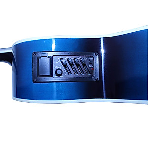 YMC 4 Strings Cutaway Acoustic-Electric Bass Guitar With 4-Band Equalizer, Adjustable Truss Rod,Gig Bag,Strap,Picks-Blue