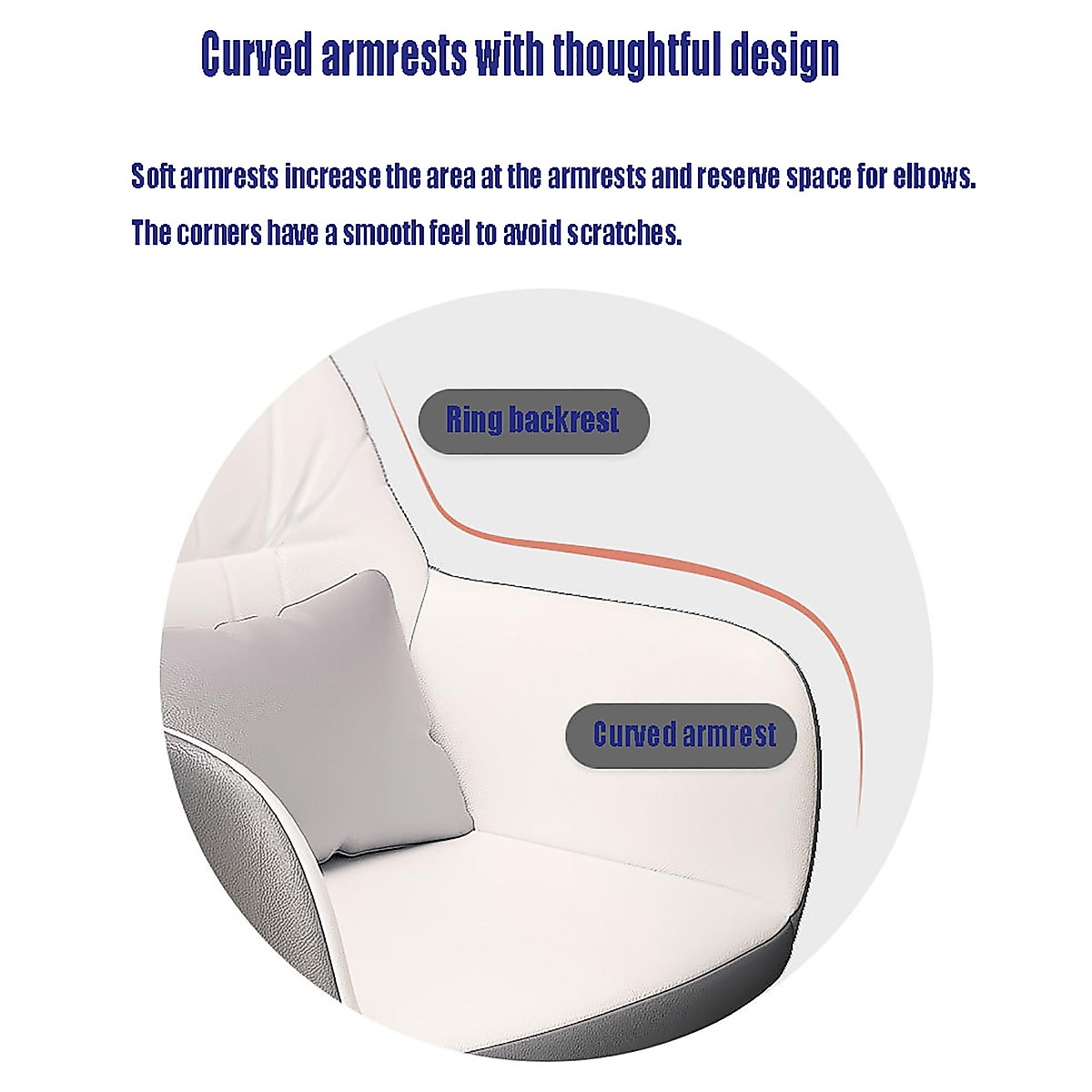 Home Office Desk Chairs, Swivel Chair Cute Leather Computer Office Dressing Table Chair for Women, Ergonomic Height Adjustable Swivel Chair (Color : Gray and Off-White)