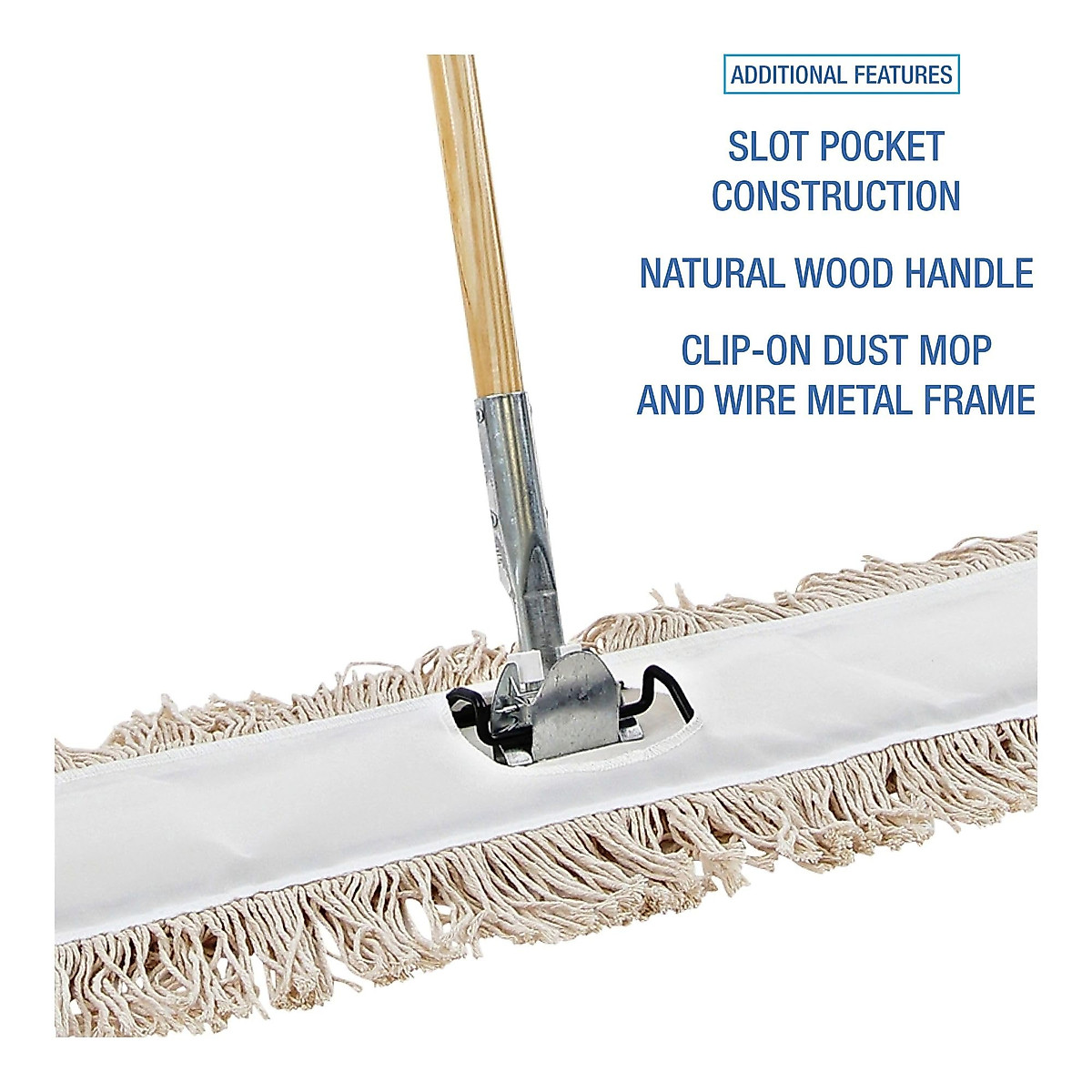 Boardwalk BWKM365C 36 in. x 5 in. Cotton Head 60 in. Wood Handle Cotton Dry Mopping Kit - Natural (1-Kit)