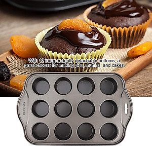 Mini Muffin Cheesecake Pan,12 Cavity with Removable Bottom Cupcake Pan Mini Round Cake Pans Nonstick Cake Mold DIY Baking Cake Mold Bakeware Kitchen Utensils