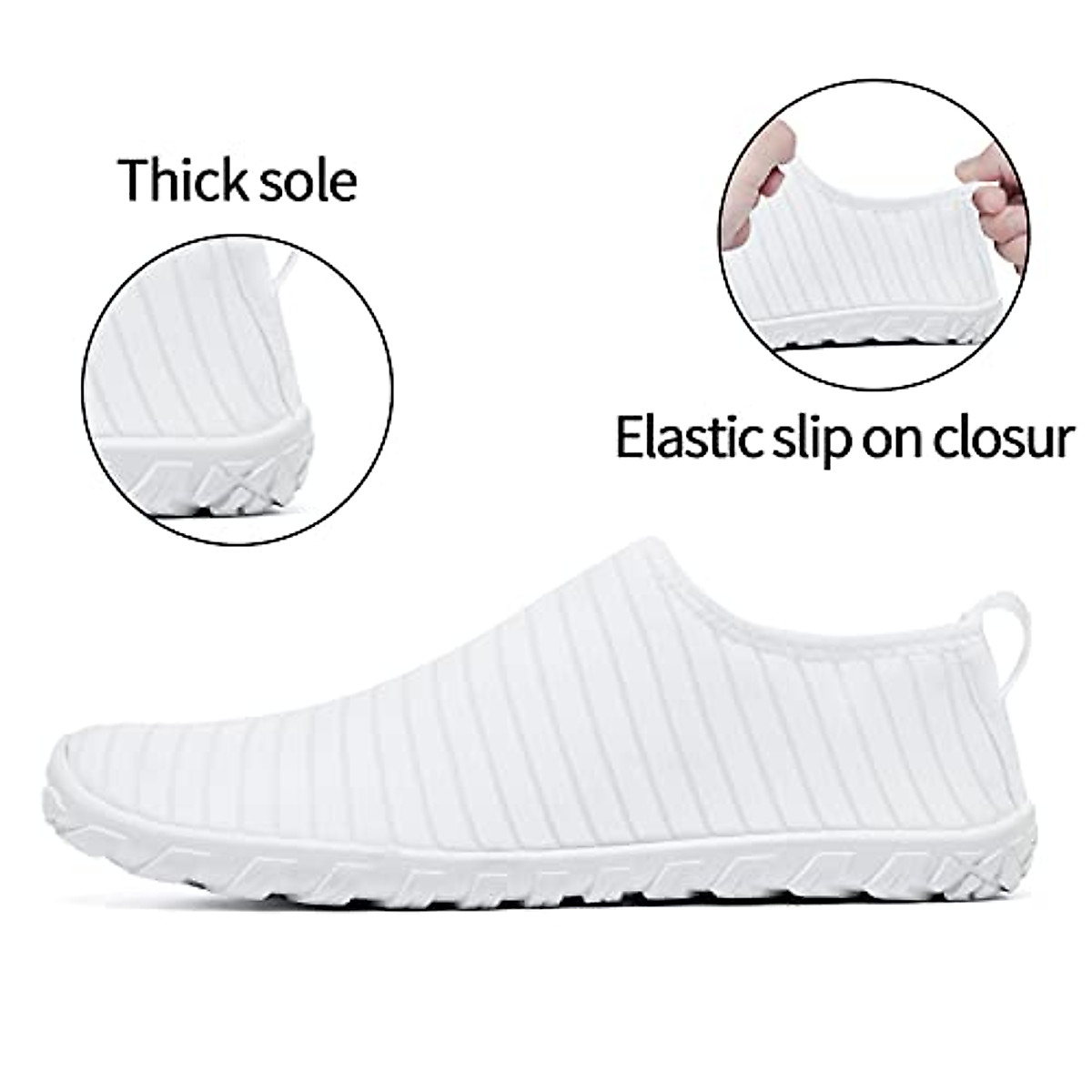 Racqua Men&Women Breathable Water Shoes Aqua Socks for Hiking Diving Surf Diving Sport Quick-Dry Pool Beach Swim Shoes White 7.5W/6.5M