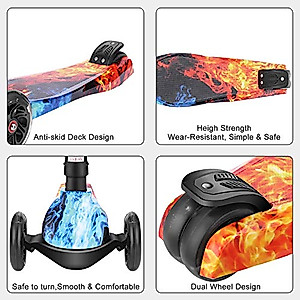 WeSkate Scooters for Kids, Foldable Scooter for Toddlers Girls & Boys, LED Lights Up 3 Wheels Scooter Adjustable Height, Lean to Steer, Great Gifts for Children Ages 3-12