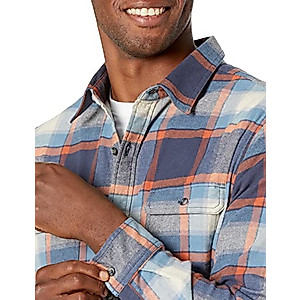Amazon Aware Men's Regular-Fit Long-Sleeve Flannel Shirt, Blue Plaid, X-Large