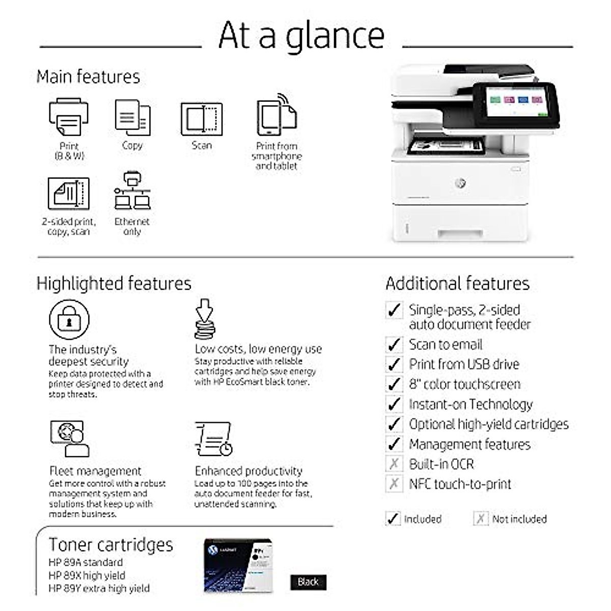 HP LaserJet Enterprise MFP M528dn Monochrome All-in-One Printer with built-in Ethernet & 2-sided printing (1PV64A)
