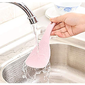 Rice Paddle Spatula Tableware Food Serving Spoons No Scratch Rice Cooker Scoop Solid Color Wheat Straw Eco-friendly Kitchen Utensil - 3 Pack