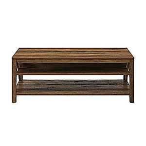 Walker Edison Modern Farmhouse A-Frame Wood Rectangle Coffee Table Living Room Ottoman Storage Shelf, 48 Inch, Rustic Oak
