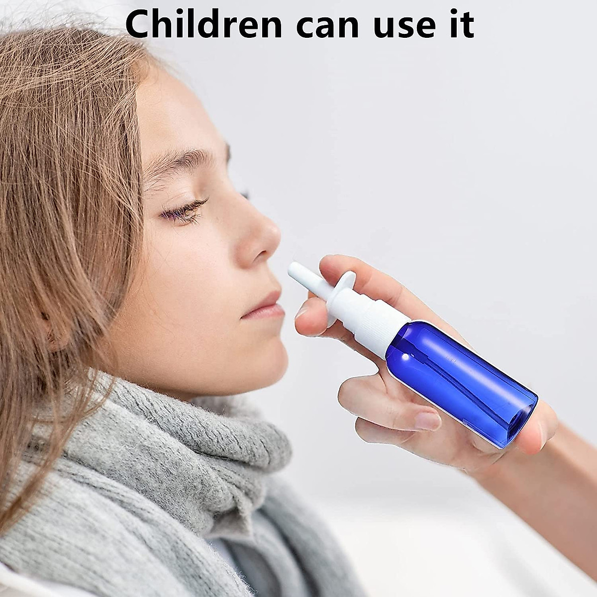 MDJINRUIXI Nasal Spray Bottle, 10 Pcs 30ML/1oz Plastic Blue Refillable Fine Mist Sprayers Atomizers, Small Empty Nasal Sprayer with Funnels and Labels