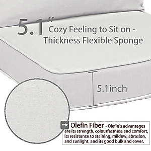 Aoodor 24'' x 24'' Outdoor Deep Seat Chair Cushion Set，Olefin Fabric Slipcover and Sponge Foam- Light Gray (Set of 2 Seats, 2 Backs, 2 Pillows)