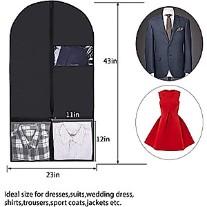 Kernorv Dance Costume Bags,43" Foldable Garment Bags for Dance Competitions Garment Bag with 2 Zipper Mesh Pockets and Clear Window for Dance Costumes, Storage or Travel (3 Pack,Black)