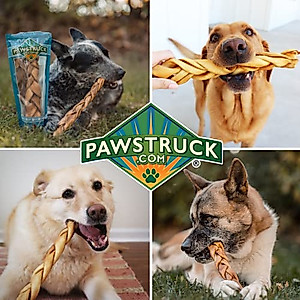 Pawstruck Natural 5-7” Beef Collagen Braids for Dogs - Healthy Long Lasting Alternative to Traditional Rawhide & Bully Sticks - Low Fat Dental Treats w/Chondroitin & Glucosamine - 5 Count