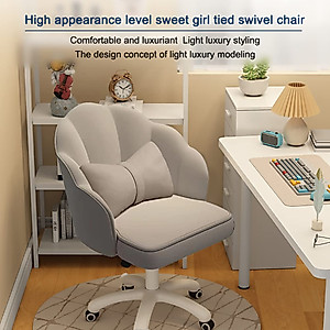 HDHNBA Home Office Desk Butterfly Chair with Mid-Back Upholstered Modern Tufted Computer Task Chair Swivel Height Adjustable Velvet Vanity Makeup Chair