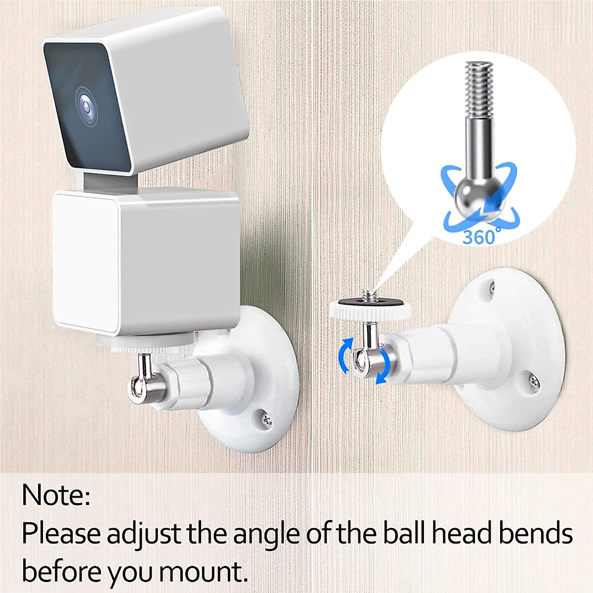 Wall Mount for Wyze Cam Pan V3 and Wyze Cam V4 and V3 and Wyze Cam Outdoor, 3 Pack 360 Degree Swivel Adjustable Wall Mount Bracket for Wyze Outdoor Indoor Camera System (Wyze Camera is NOT Included)