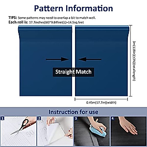 WESTICK Blue Contact Paper for Cabinets Peel and Stick Self Adhesive Removable Dark Blue Wallpaper Peel and Stick Countertop Contact Paper Waterproof Navy Blue Wallpaper for Bedroom Walls 17.71"x393"