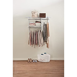 Rubbermaid Configurations Classic Closet Kit, White, 3-6 Ft., Wire Shelving Kit with Expandable Shelving and Telescoping Rods, Custom Closet Organization System, Easy Installation