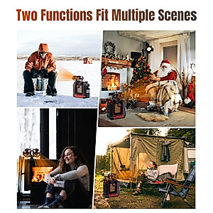 CRSURE Wood Stove Fan for Buddy Heater, Heat Powered Fireplace Fan with Meganect Thermometer, Dual Motors Fan for Mr Heater, Gas/Pellet/Wood/Propane Log Burner Stove, Non Electric