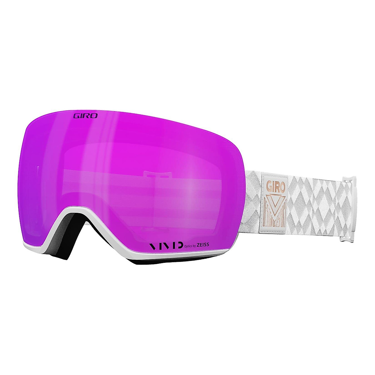 Giro Lusi Ski Goggles - Snowboard Goggles for Women - White Limitless Strap with Vivid Pink/Vivid Infrared Lenses