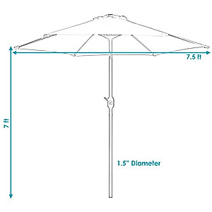 Sunnydaze 7.5 Foot Outdoor Patio Umbrella with Tilt & Crank, Aluminum, Burnt Orange