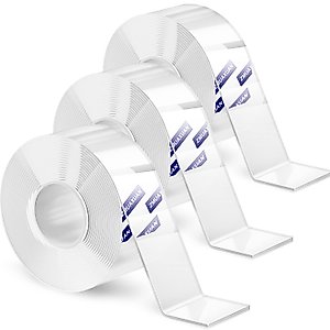 ZMUAXUAN Clear Double Sided Adhesive Mounting Tape Heavy Duty Removable,Strong Picture Hanging Strips Wall Hangers,Sticky Tack Gel Putty Glue for Poster,Photo,Mirror,Carpet(9.85 Ft-3 Pack)
