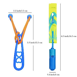 Rocket Slingshot Flying Toys with Led Lights - 12 Pcs Slingshot Toy for Kids, Summer Outdoor Game LED Slingshot with 12Pcs Launchers + 12Pcs Arrow Helicopters, Glow in The Dark Kids Party Supplies